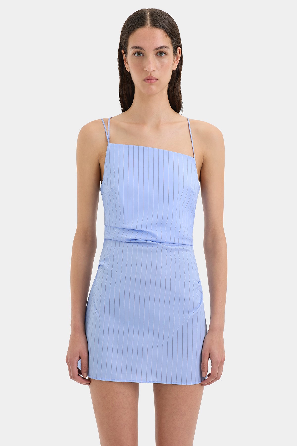 Lori Mini Dress | Sky Blue Pinstripe | SIR.