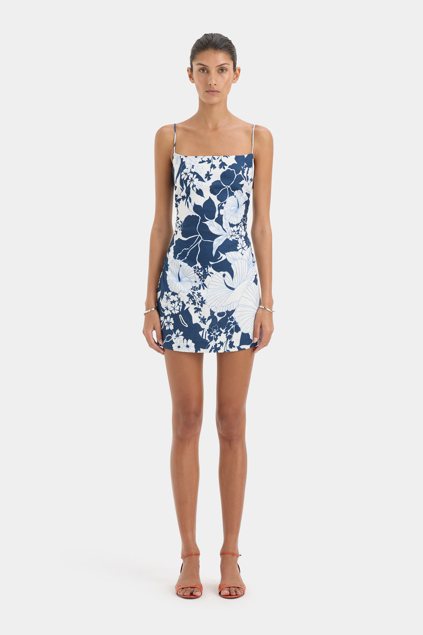 Paradiso Mini Dress | Blossom Blues Linen Mini | SIR.