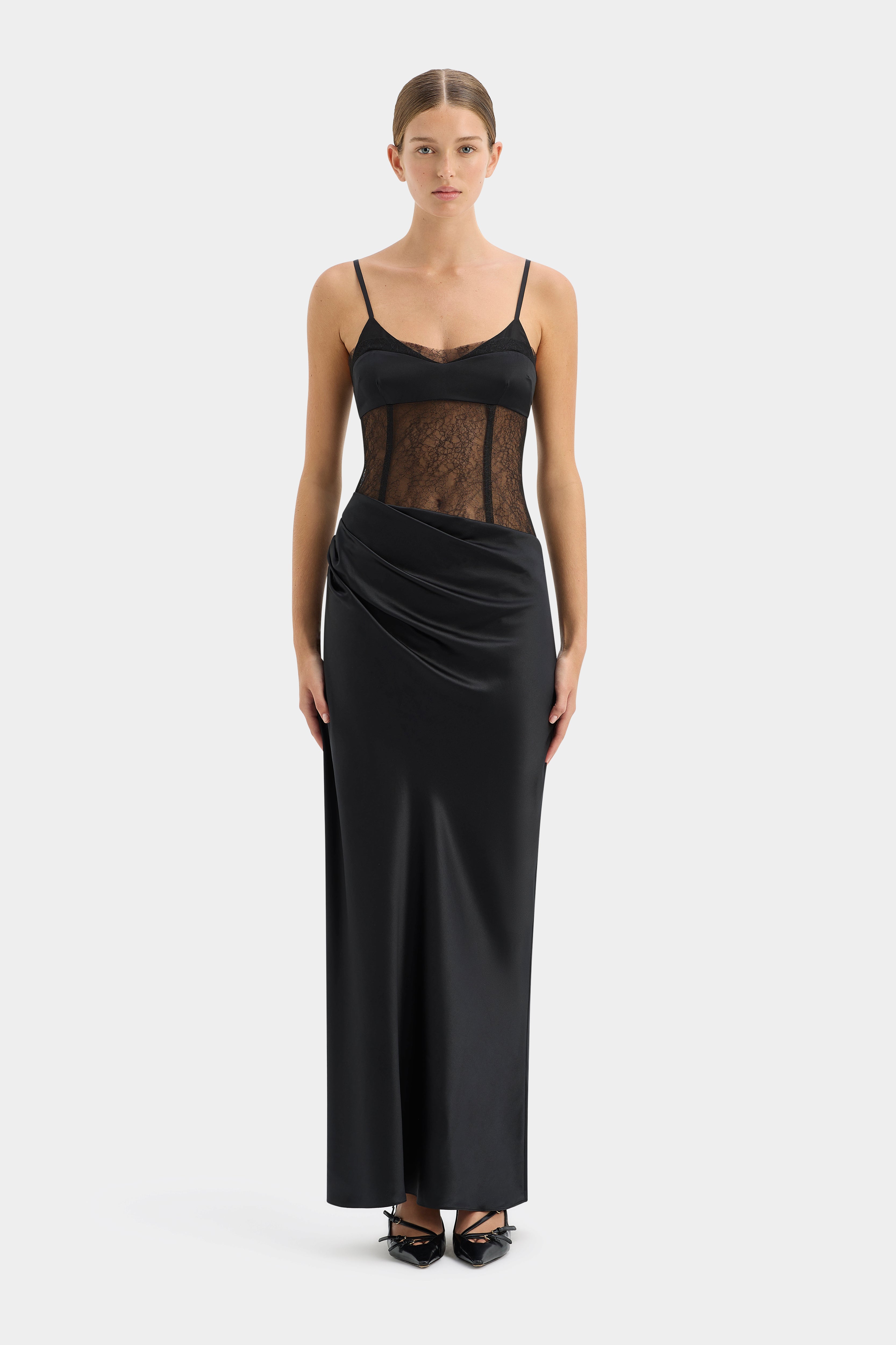 Dunya Draped Gown | Black | SIR.