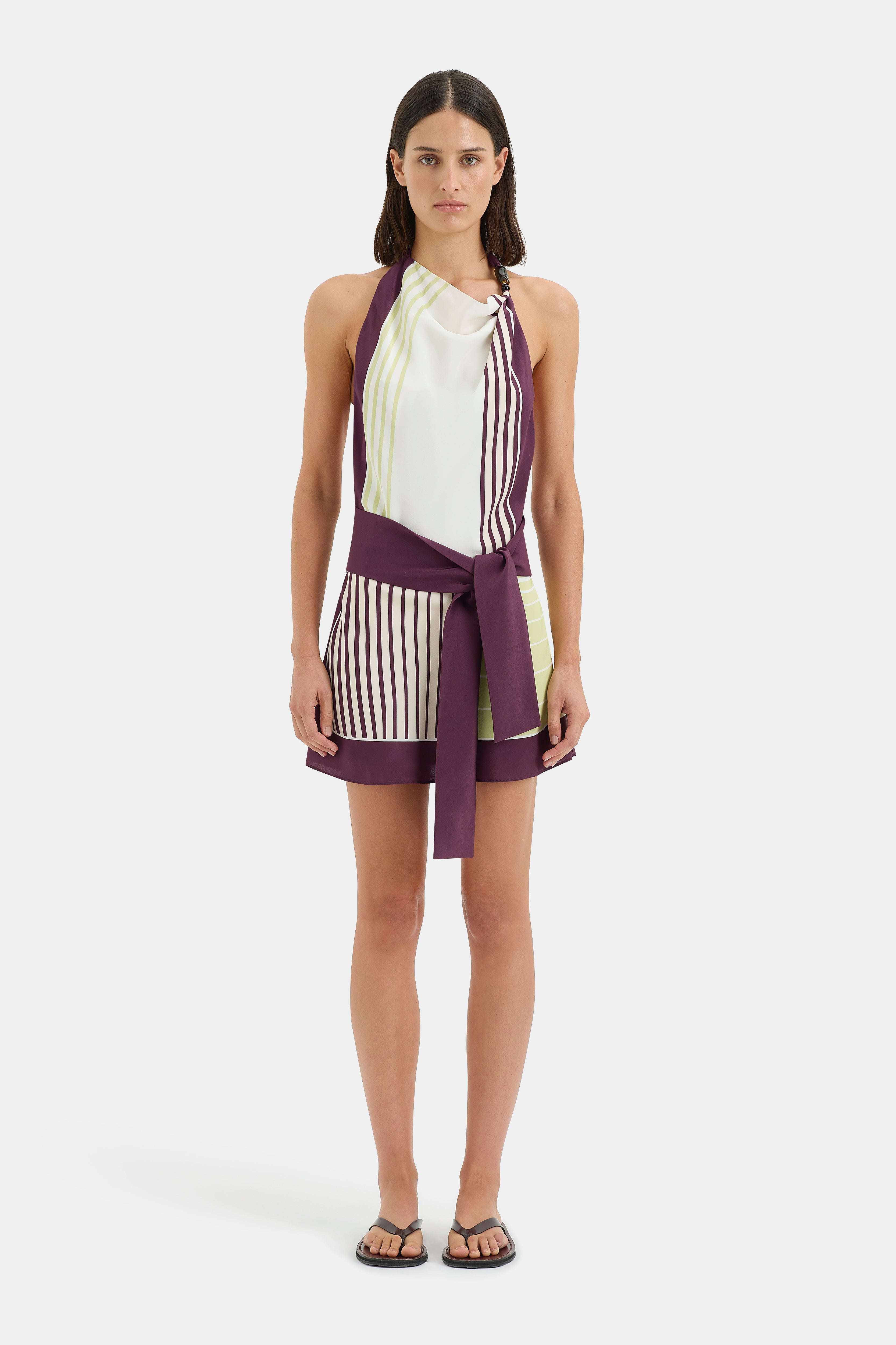 Fontana Mini Dress | Purple & Yellow Elisa Stripe | SIR.