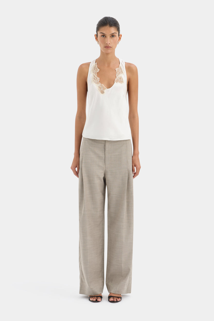 Montparnasse Halter Top | Ivory Lemon Silk Lace Top | SIR.