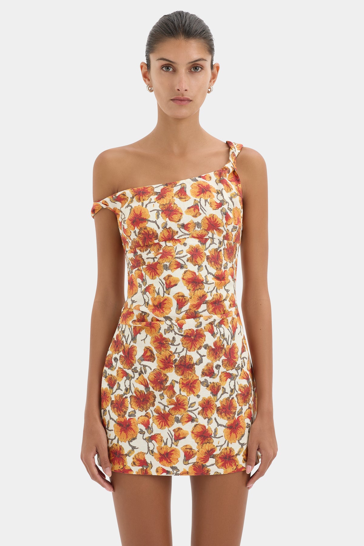Jara Mini Dress | Orange Calendula Floral | SIR.