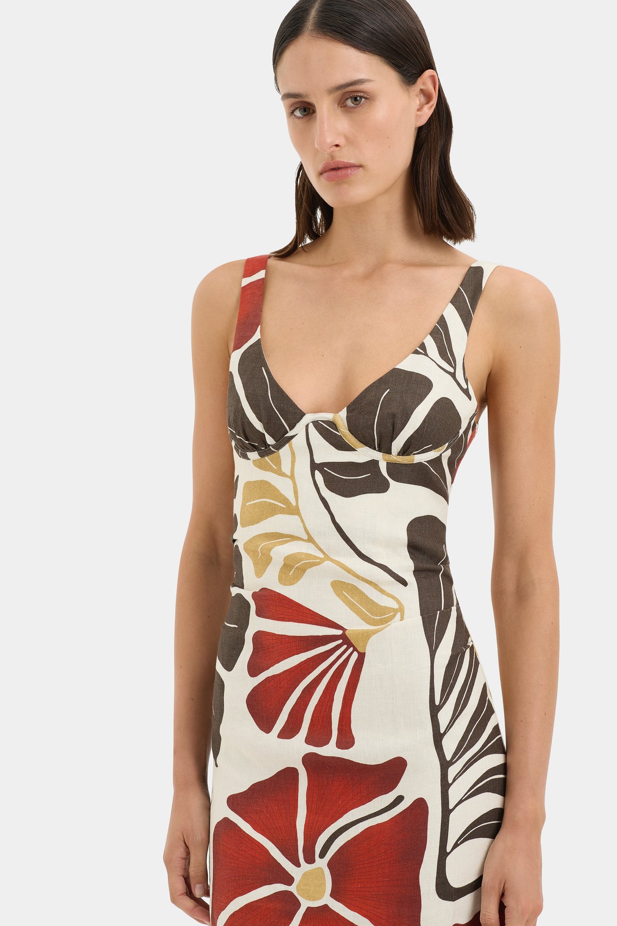 Julietta Balconette Midi Dress | Red Fiorello Rosso Floral | SIR.